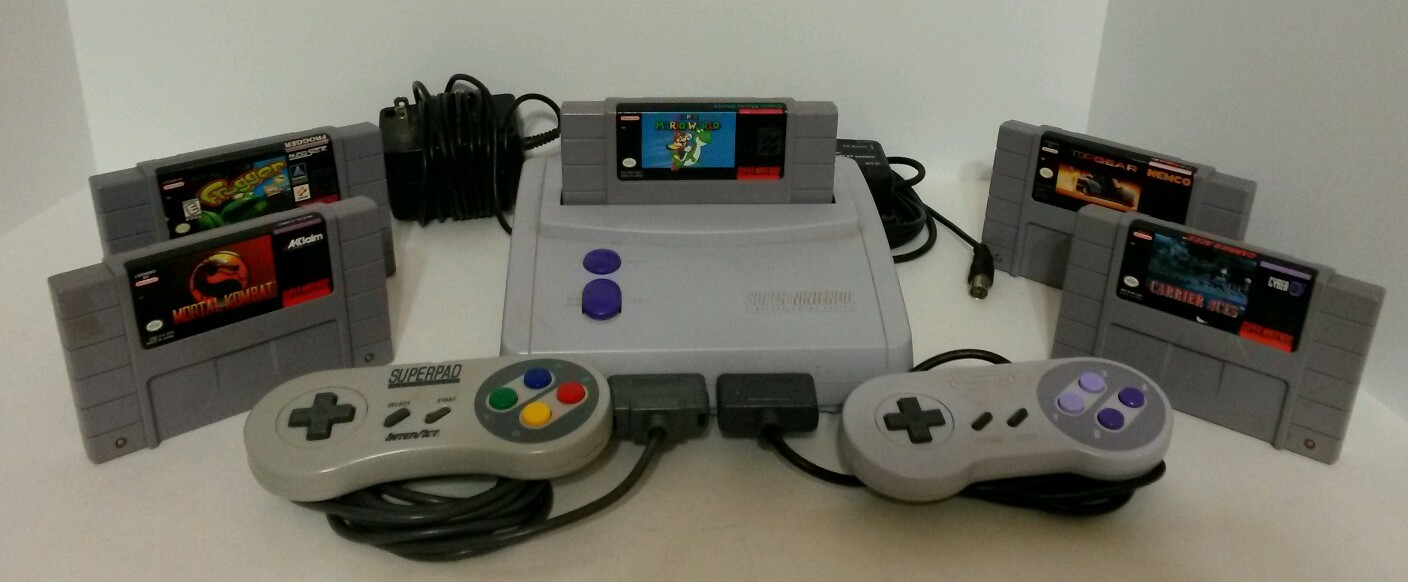 Super Nintendo Bundle SNES Mini Console SNS-101 2 Controllers 5 Games ...