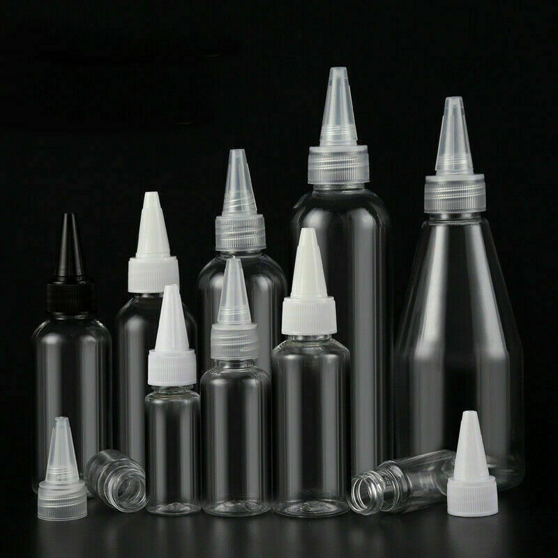 Empty Squeeze Bottles w Twist Cao Top Clear Plastic Dropper Spout 20 ...