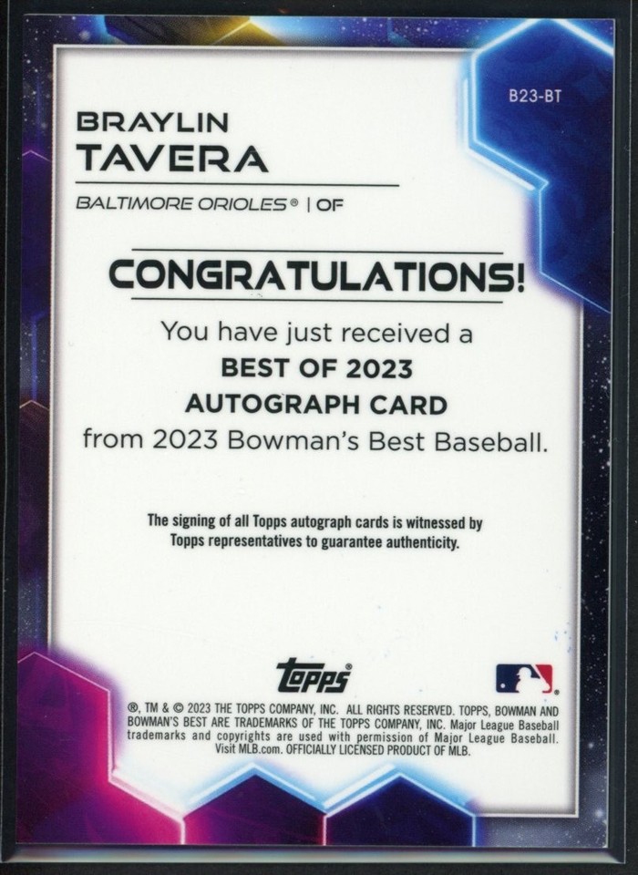 2023 Bowman's Best Braylin Tavera Best of 2023 Auto #B23-BT | eBay