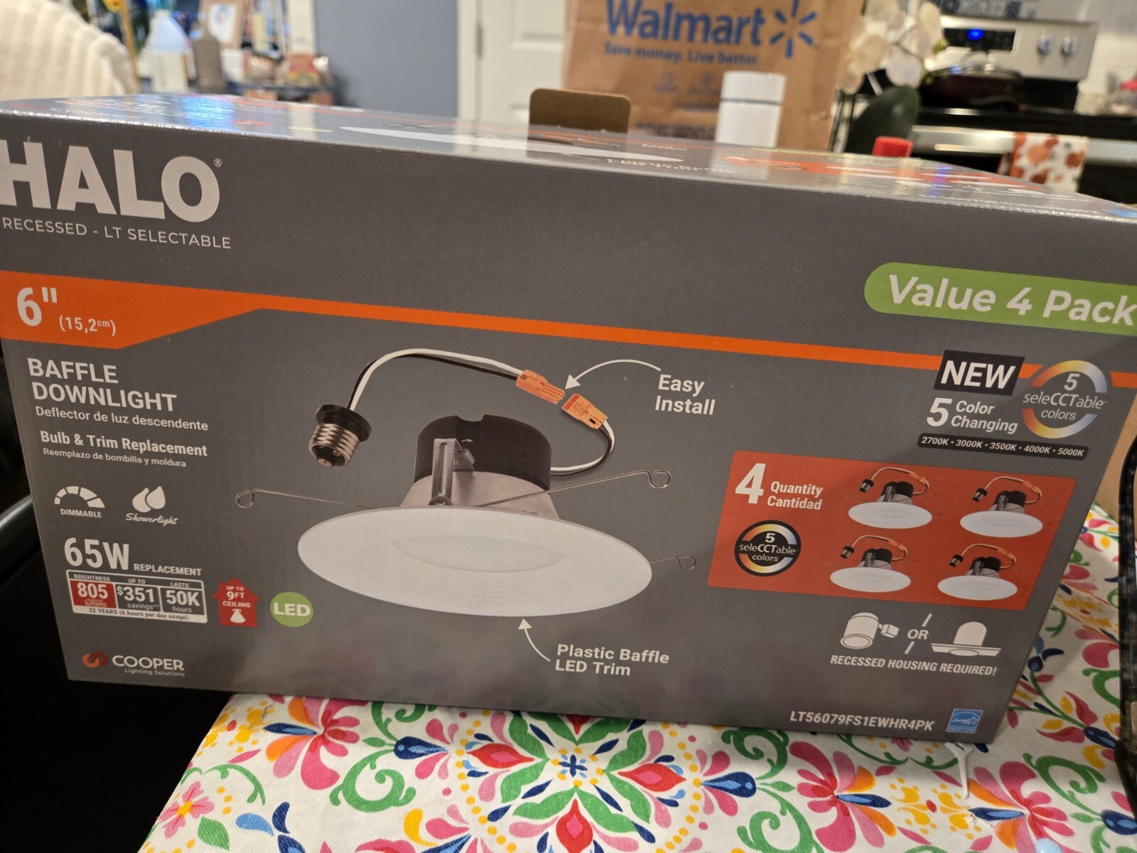 HALO LT 5/6 in. LED Retrofit Module with Baffle Trim 5CCT 750lm (4 PACK ...