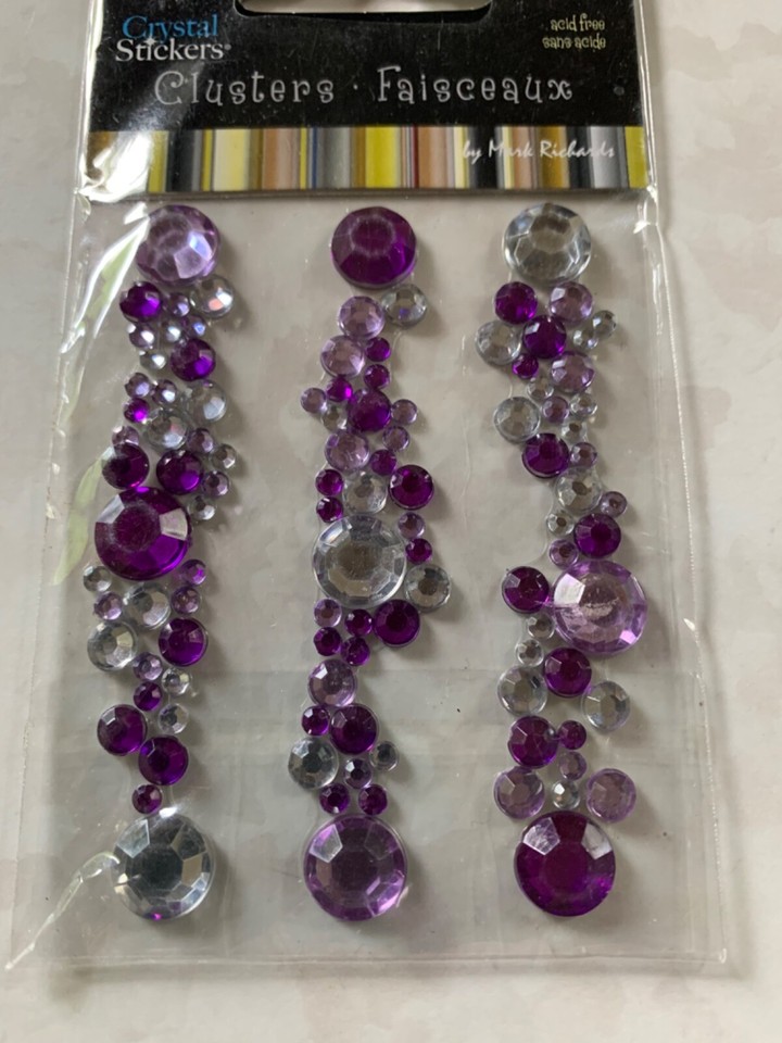 CRYSTAL STICKERS CLUSTERS GEMSTONES PURPLE & CLEAR CLUSTERS MARK ...
