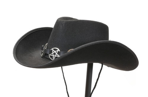 Cowboy Hat With Pentagram Goth Leather Band Steampunk Costume Top Hat ...
