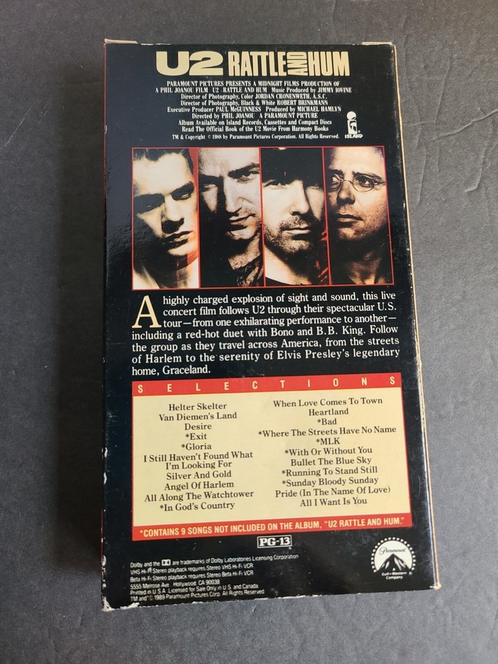 U2 - Rattle and Hum (1989, Paramount) VHS | eBay