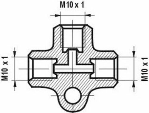 Brake Line Pipe Brass T 3 way Female Fitting Connector Splitter M10x1 ...