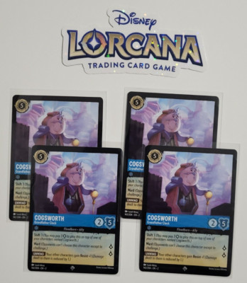 Disney Lorcana Cogsworth - Grandfather Clock x4 Playset Super Rare Non ...