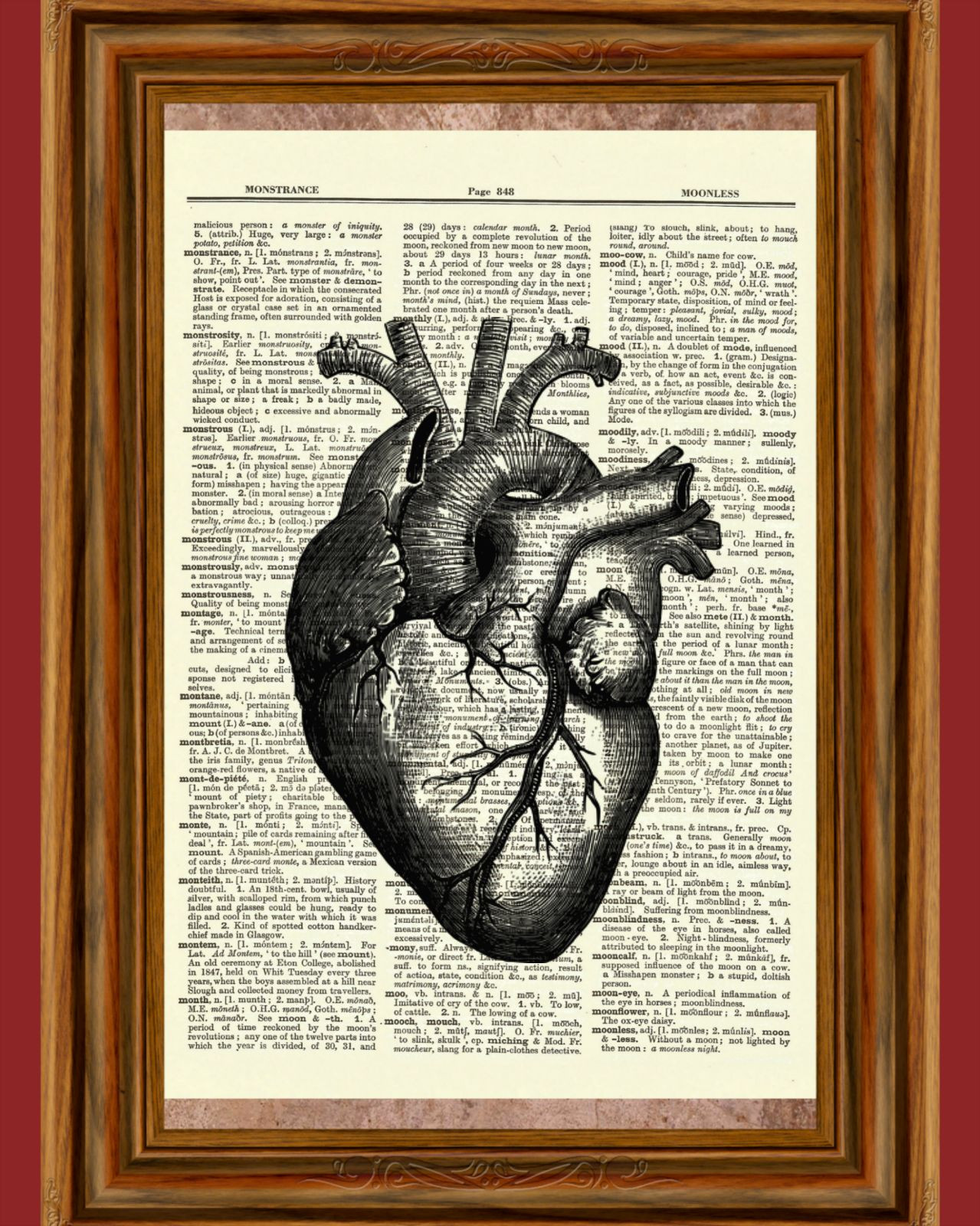 Human Heart Dictionary Art Print Vintage Picture Poster Anatomy Organ ...