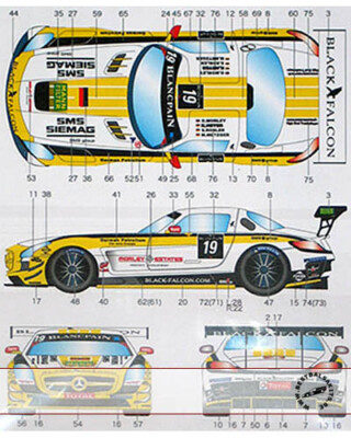 STUDIO 27 DECAL 1/24 MERCEDES SLS AMG GT3 #19 BLACK FALCON 2012 for ...