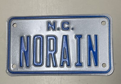 North Carolina Motorcycle License Plate 1989 “NORAIN” | eBay