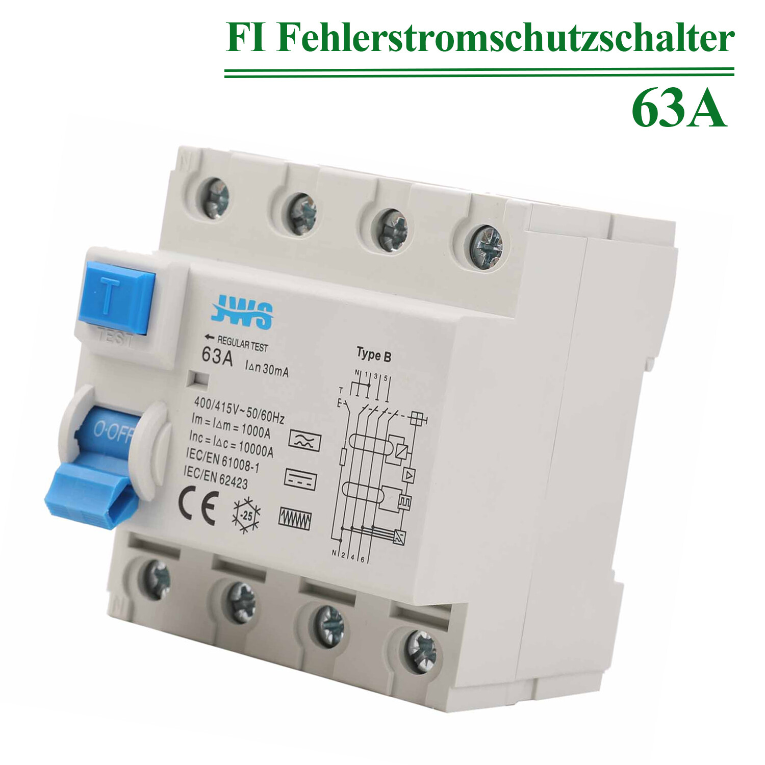 40A/63A FI Fehlerstromschutzschalter RCD Typ-B Wallbox E-Auto ...