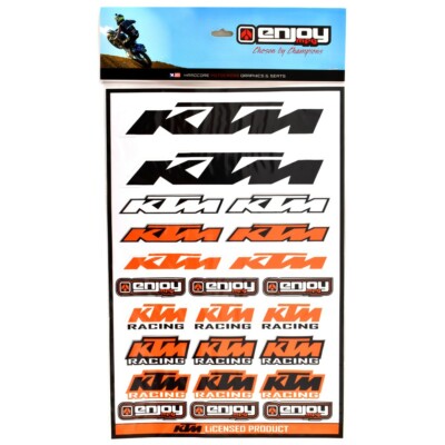 New ENJOY MFG KTM Racing OEM White Sticker Sheet 23 vinyl stickers ...