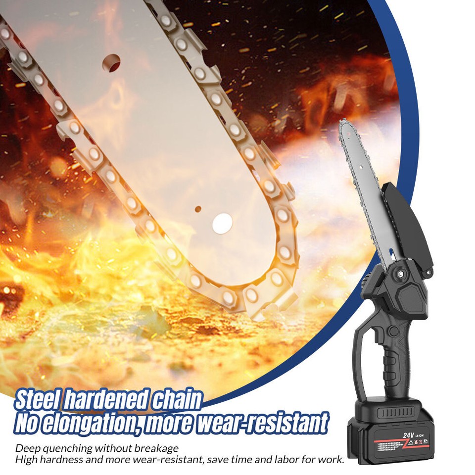 6"+8" Electric Mini Chainsaw 21V Handheld Cordless Wood Cutter 2 ...