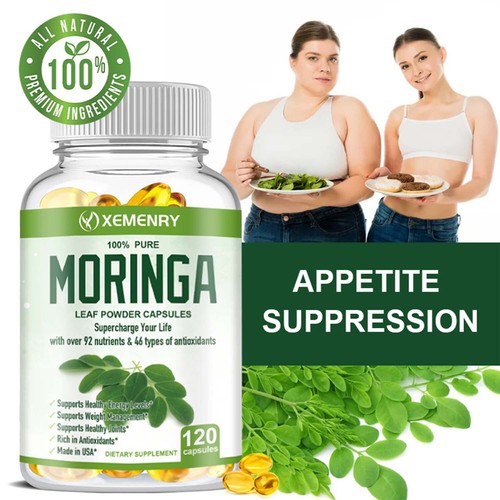 120pcs Moringa Capsules 1000mg-Anti-aging, Weight Loss, Green Superfood ...
