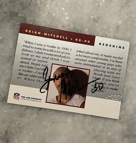 Brian Mitchell Signed 1992 Pro Line Card #409 Autographed Washington ...