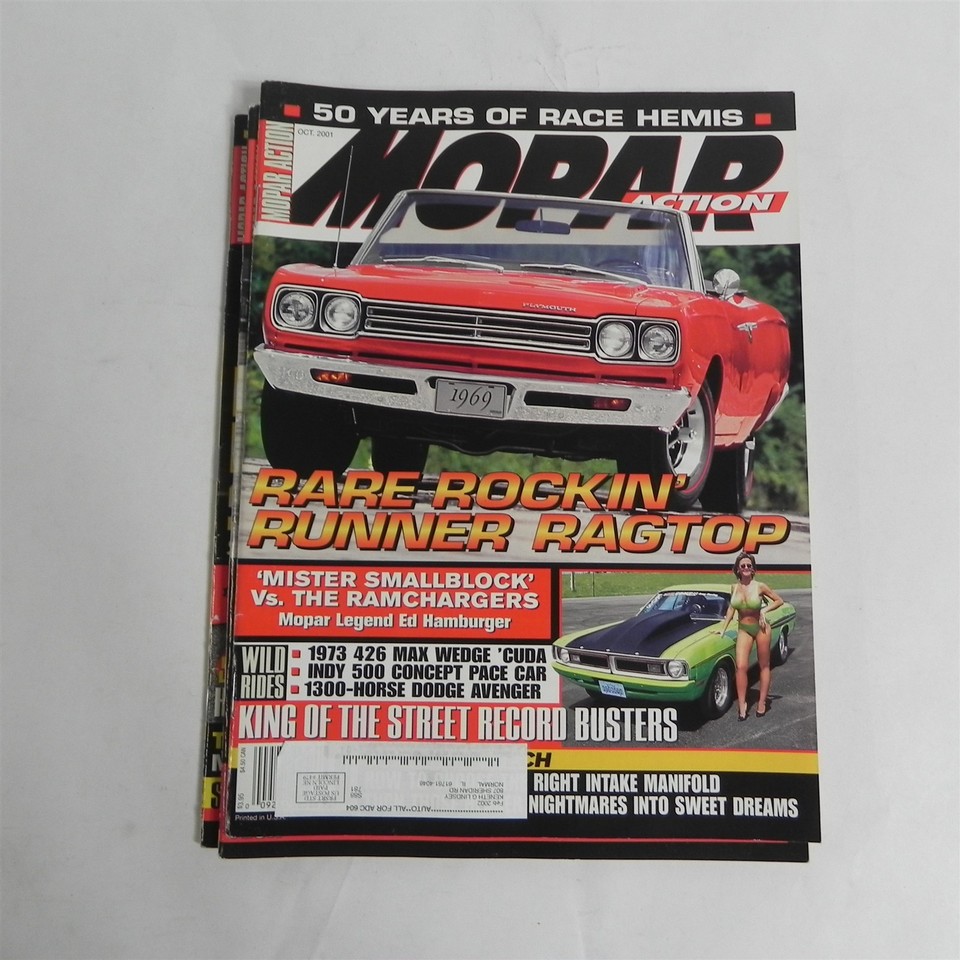 VINTAGE MOPAR ACTION MAGAZINE LOT OF 4 ISSUES 2001 OCT AUG JUNE DEC ...