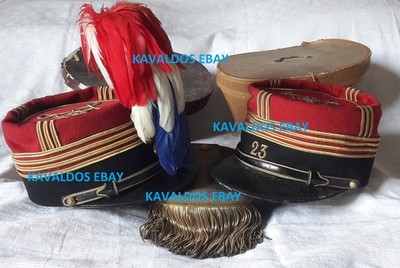 Stunning lot of FRENCH CAPS kepis from a IDENTIFIED officer WW1 helmet ...