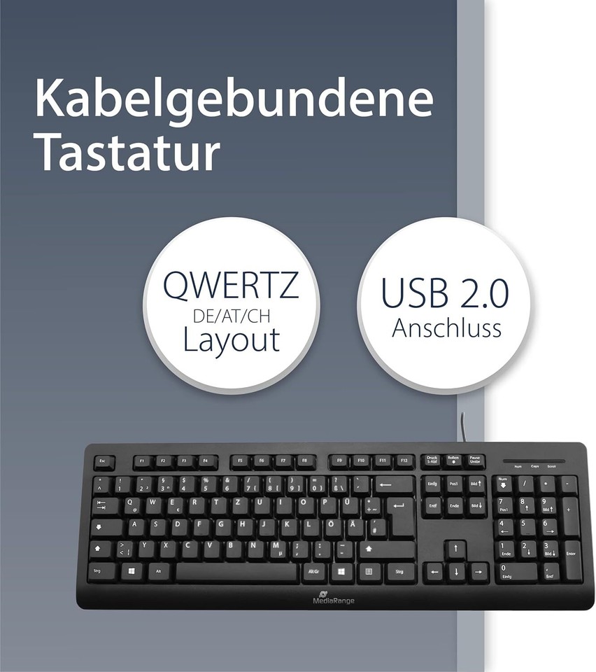 MediaRange Wired keyboard, QWERTZ, black | eBay