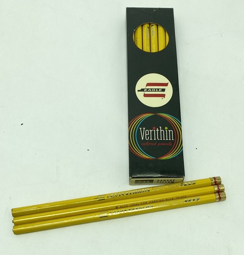 12 Verithin Eagle Colored Pencils Canary Yellow #735 Gold Metal Tip ...