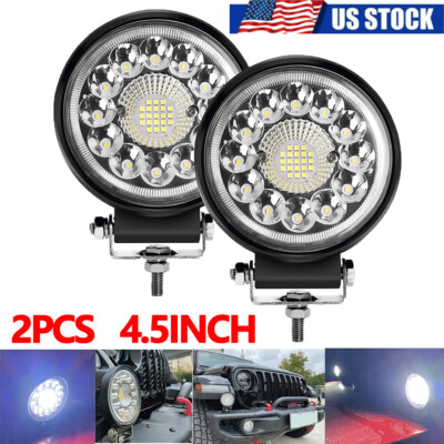 2X 4''Inch Led Flood Round Work Light Offroad Truck Car SUV ATV Driving ...