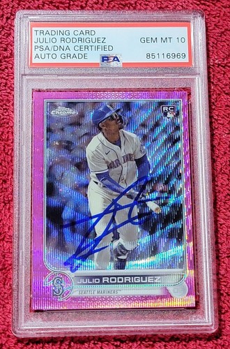 Seattle Mariners Julio Rodriguez Autograph Pink Wave Rookie Topps ...