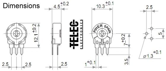 2 PCS. Piher Trimmer Preset Potentiometer 22K (25K) PT10V | eBay