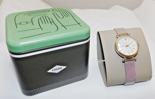 Fossil Women's Carlie Mini Three-Hand Stainless Steel Mesh Watch ES4614 ...