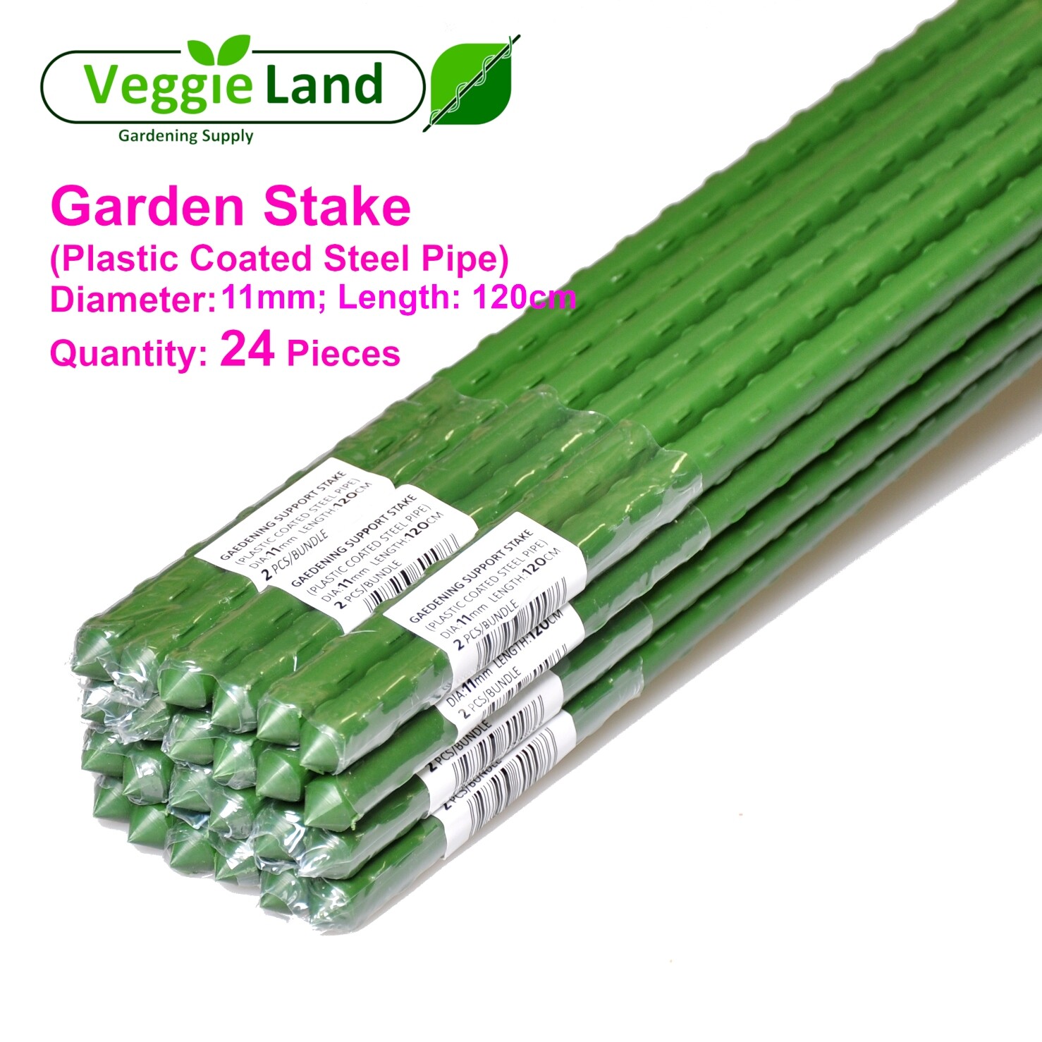 24 pcs 11 mm X 120 cm Garden Stakes ( Plastic Coated Steel Pipes ...