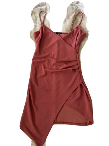 MIND CODE Dress Size XL Women Asymmetrical Hem Spaghetti Straps Coral ...