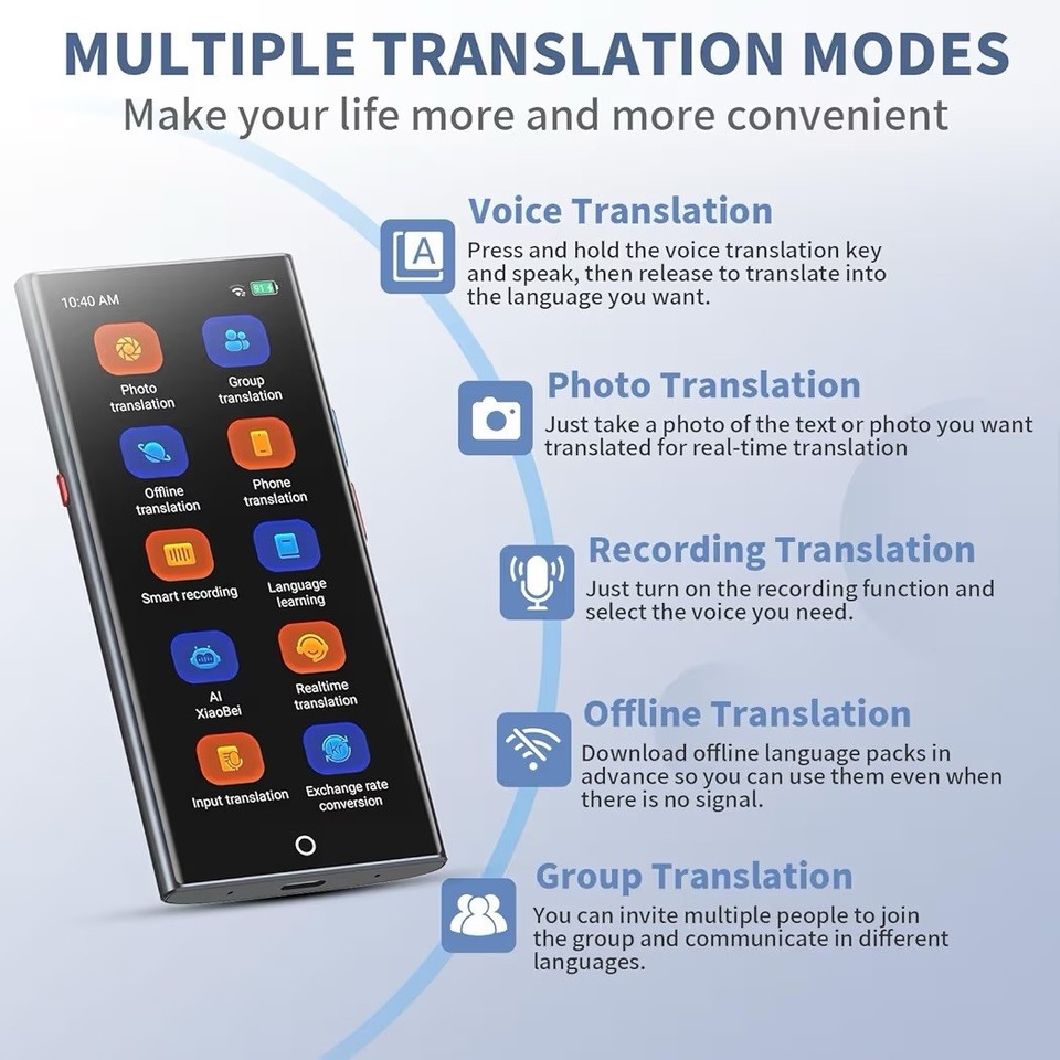 Language Translator Device, 2025 Upgraded Chip Two Way Real-Time Voice ...