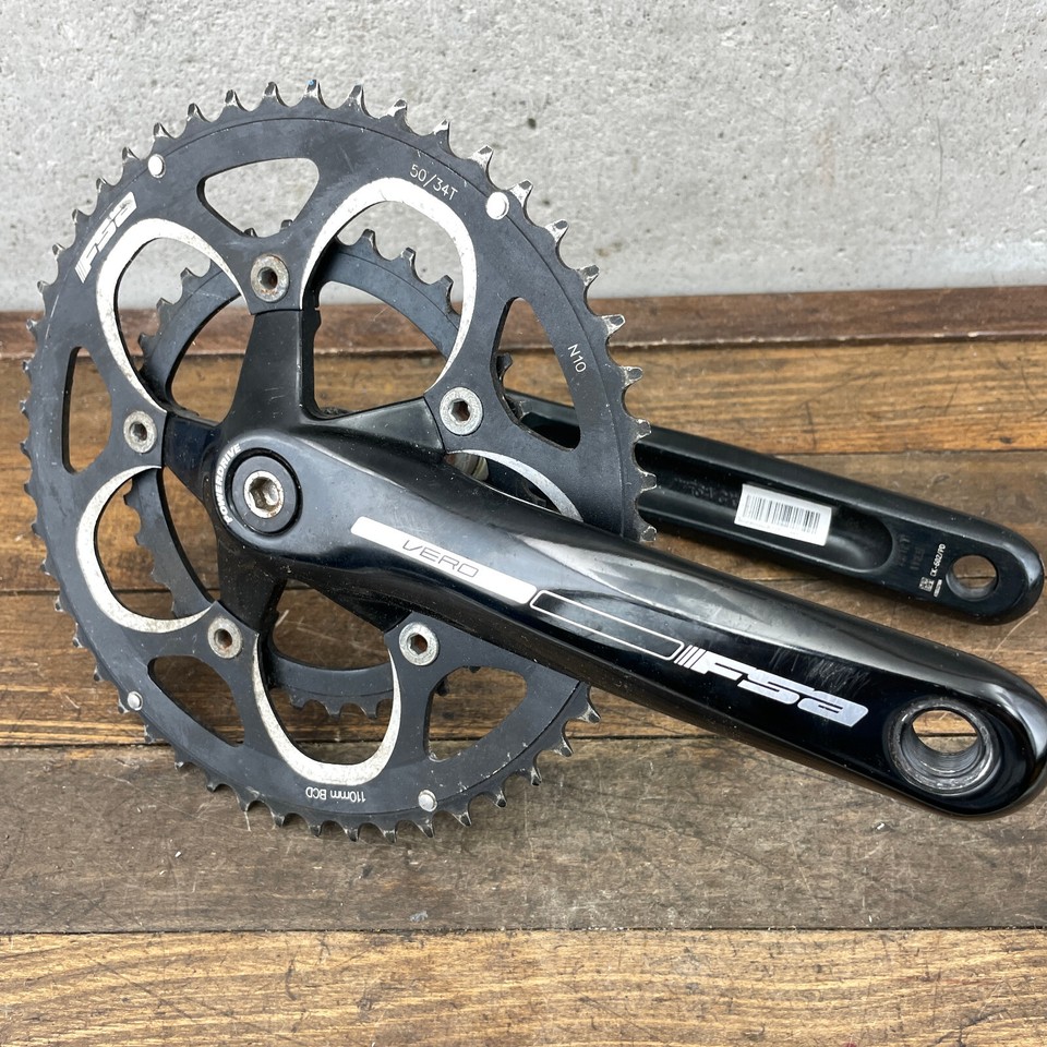 FSA Vero Crank Set Powerdrive 172.5 110 BCD Double Black Road Race Bike ...
