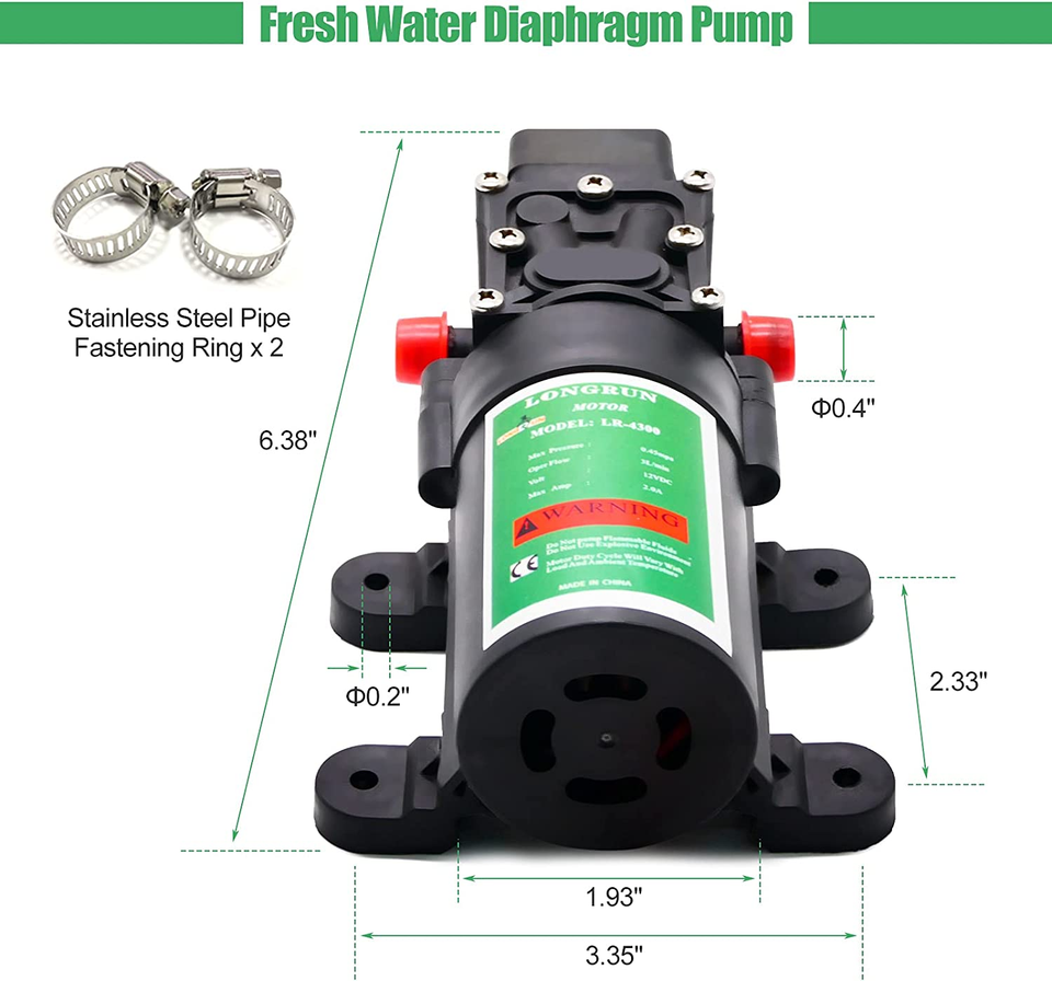12V Water Pump Diaphragm Sprayer Pumps with Adjustable Pressure Switch ...