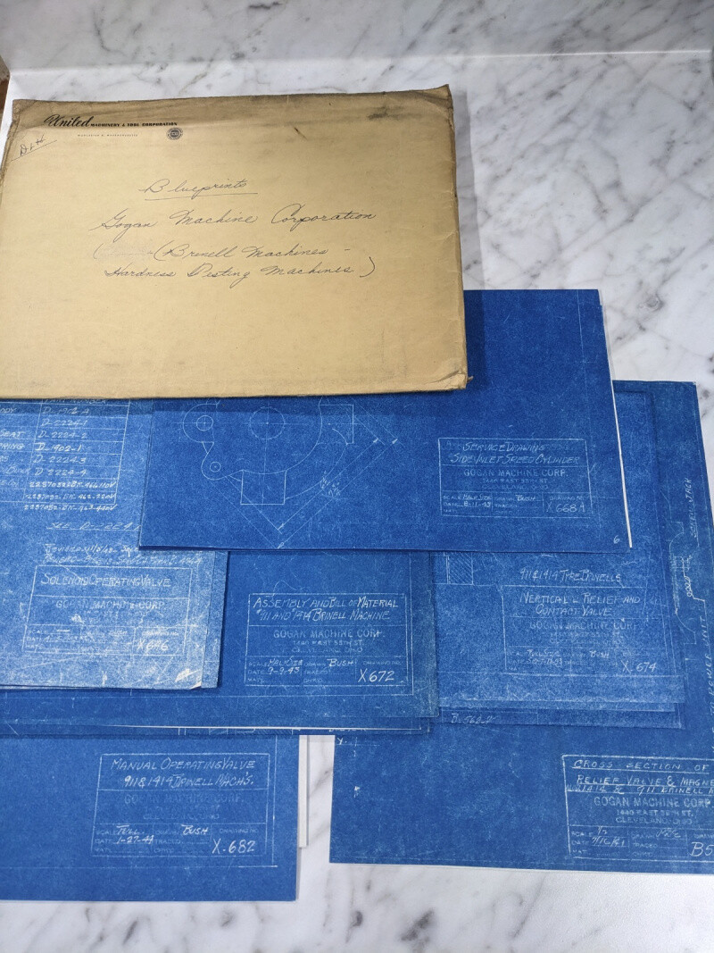 GOGAN MACHINE DRAWINGS PRINTS DIAGRAMS LOT 1945 BRINELL 911 1414 ...