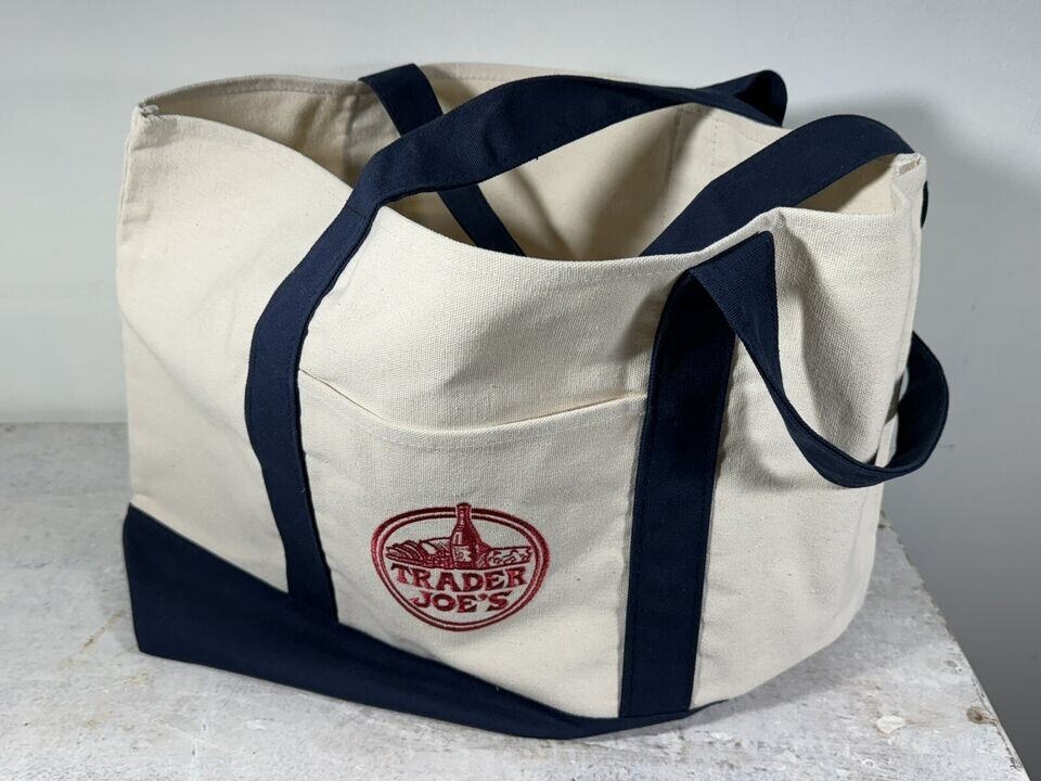 Trader Joe’s Bag Canvas Reusable Heavy Cotton Basic Style Shopping Navy ...