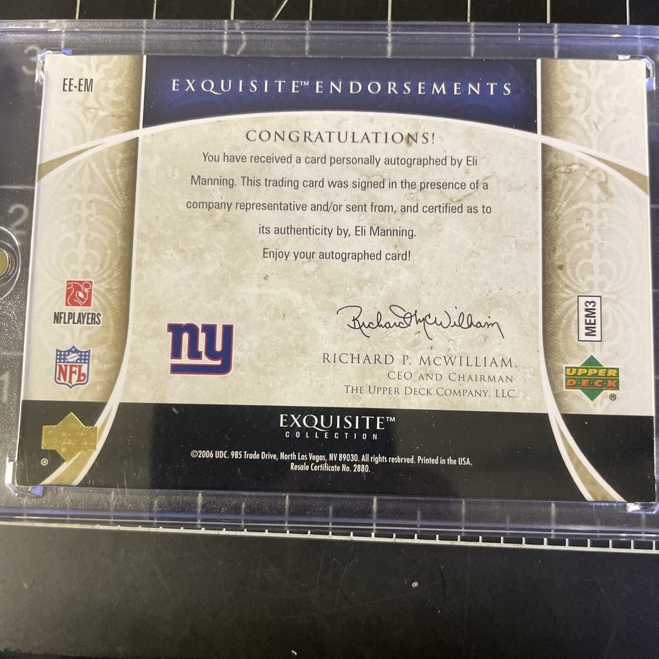 2006 Upper Deck Exquisite Collection Endorsement #EE-EM Eli Manning ...