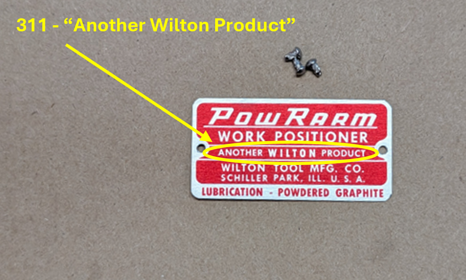 Wilton 301 / 311 Pow-r-Arm Plaques - Decal Sticker Badge Plaque Label ...