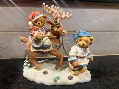 Cherished Teddies Sven and Liv Boys with Reindeer Winter Scene | eBay