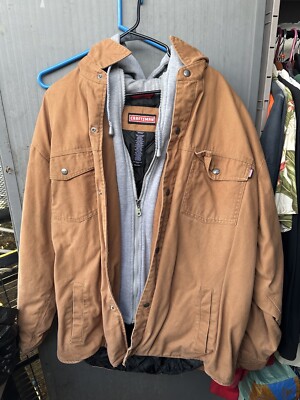 Craftsman Men's Insulated Workwear Canvas Hooded Jacket Full Zip Up ...