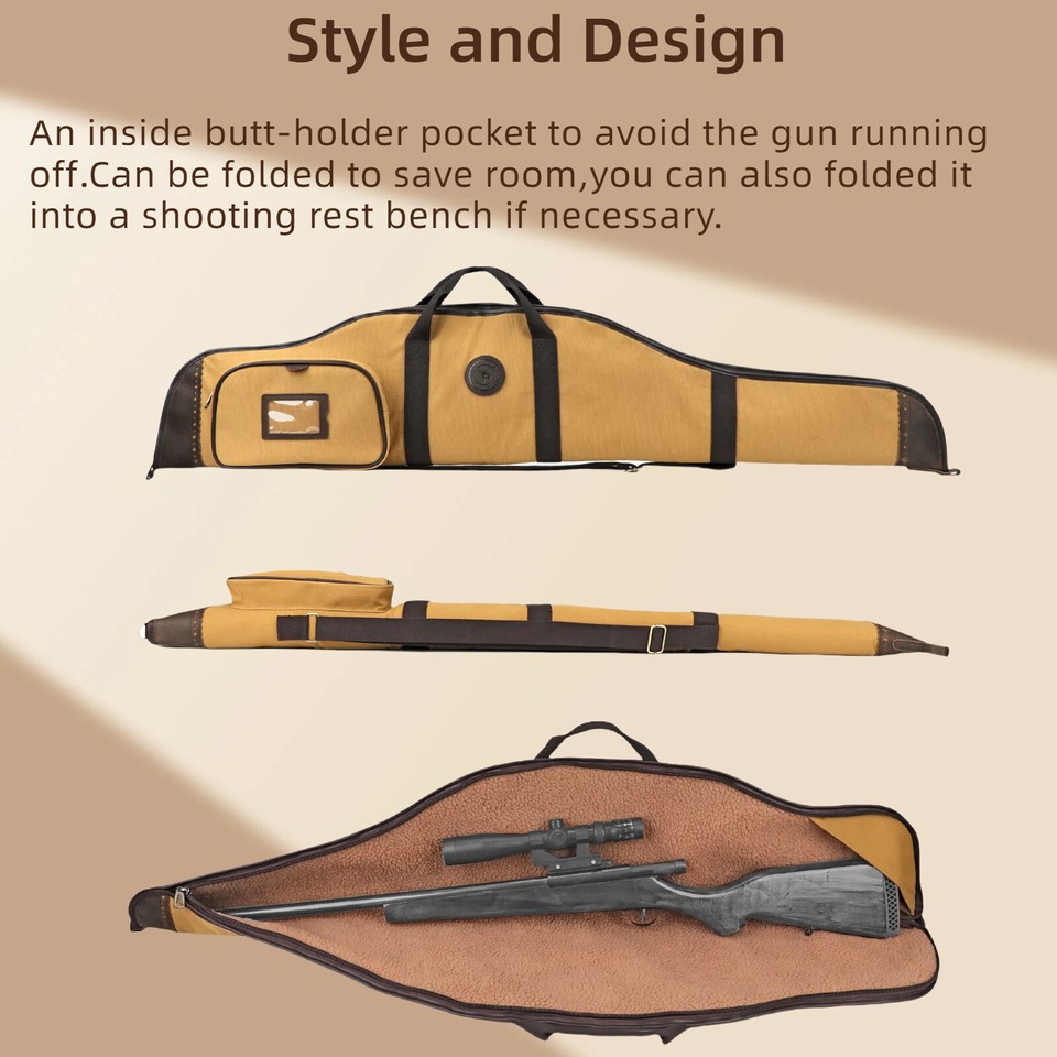 Tourbon Canvas Rifle Sling Case Soft Padded Scope Cover Gun Carry Bag ...