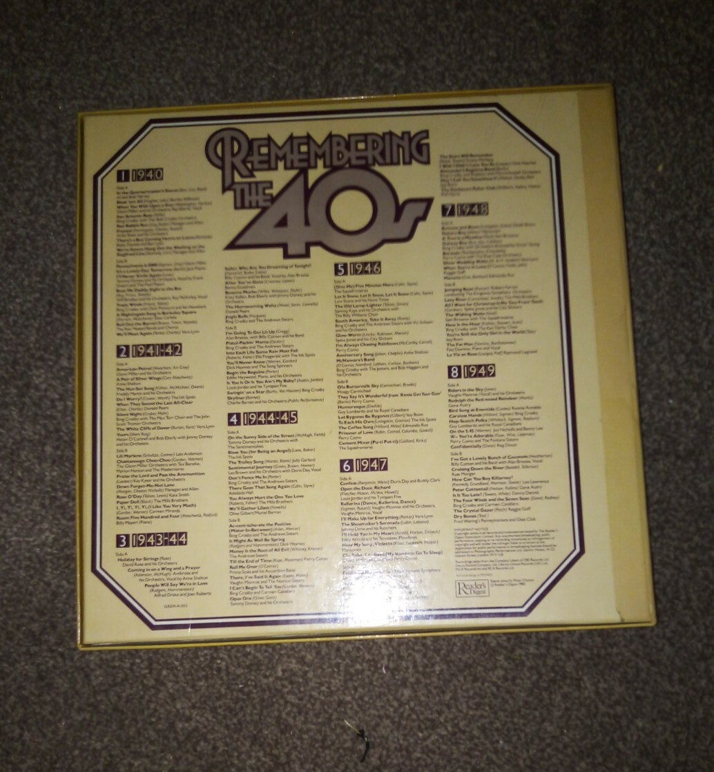 Remembering the 40s Forties Box Set 12" LP Vinyl record readers digest ...