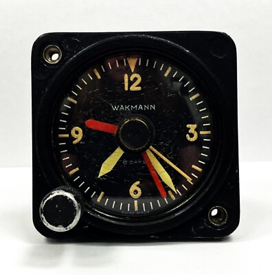 Vintage Wakmann Watch Co 8 Day Aircraft Cockpit Winding Wind-up Clock ...