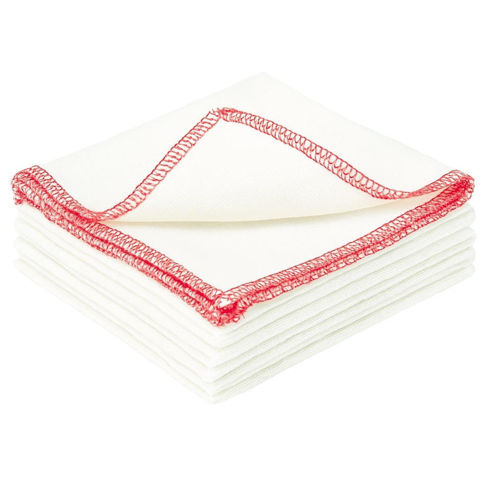 5 Pack White Dish Cloth 100% Cotton Cleaning Kitchen Absorbent ...