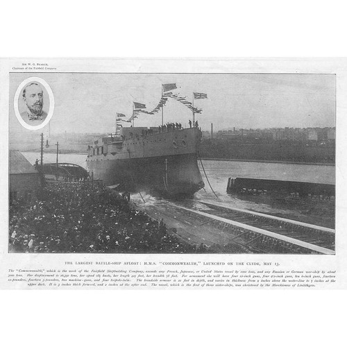 Der Start der HMS Commonwealth auf dem Clyde - antiker Druck 1903 | eBay.de