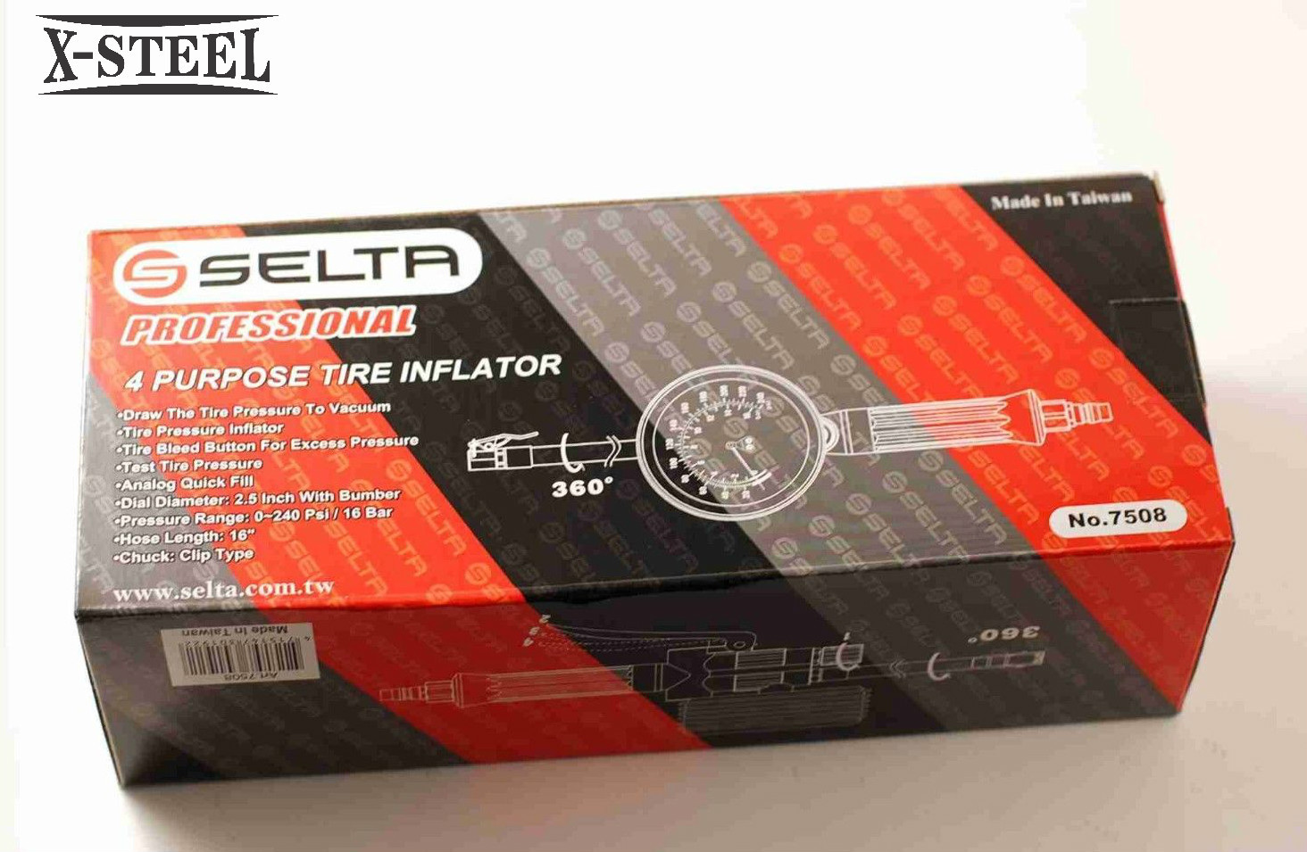 Selta Taiwan 4-in-1 Tire Inflator Gauge 2.5" Dial Tyre Pressure Gauge 240PSI | eBay