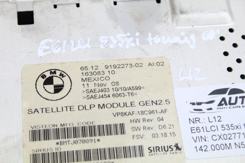 BMW E60 E61 E63 E65 E88 E90 E92 F01 SIRIUS DLP SATELLITE RADIO MODULE ...
