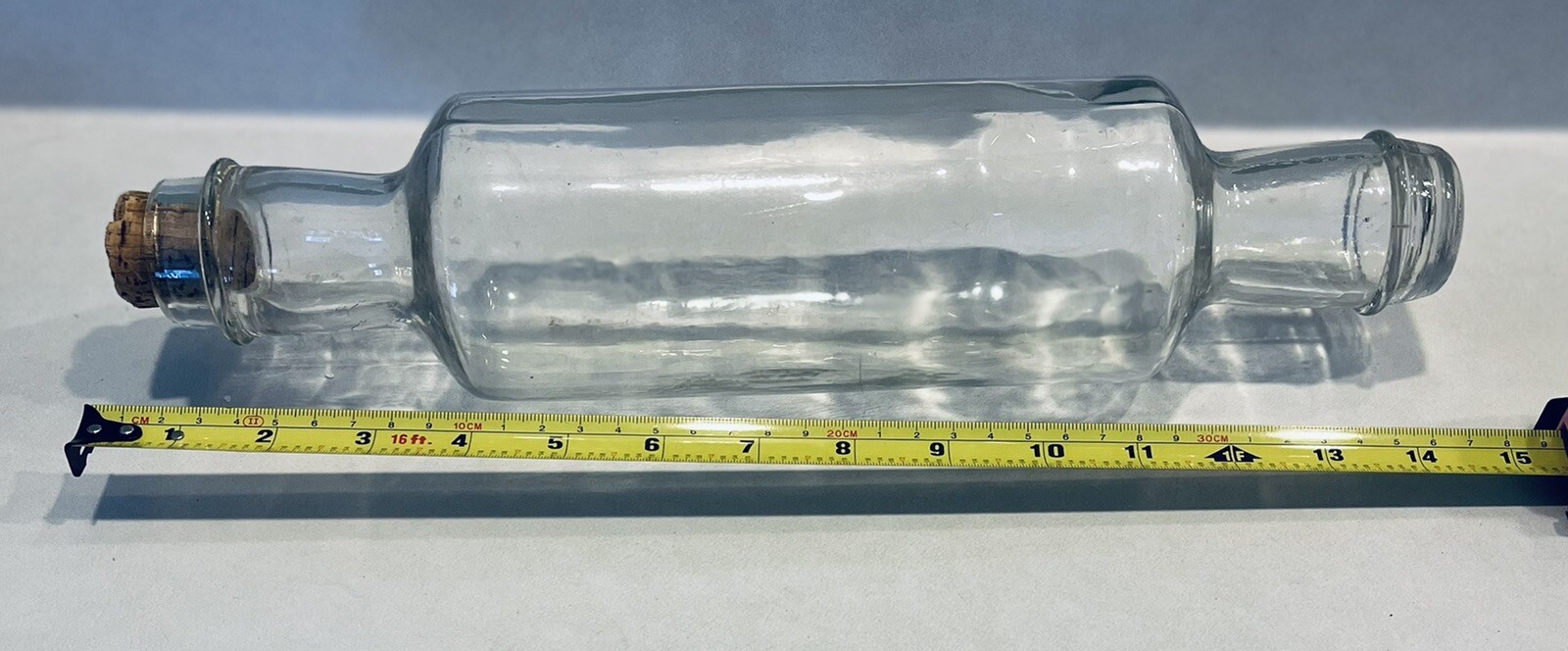 Vintage CLEAR GLASS ICE WATER ROLLING PIN w/Cork Stopper, 14" LONG ...