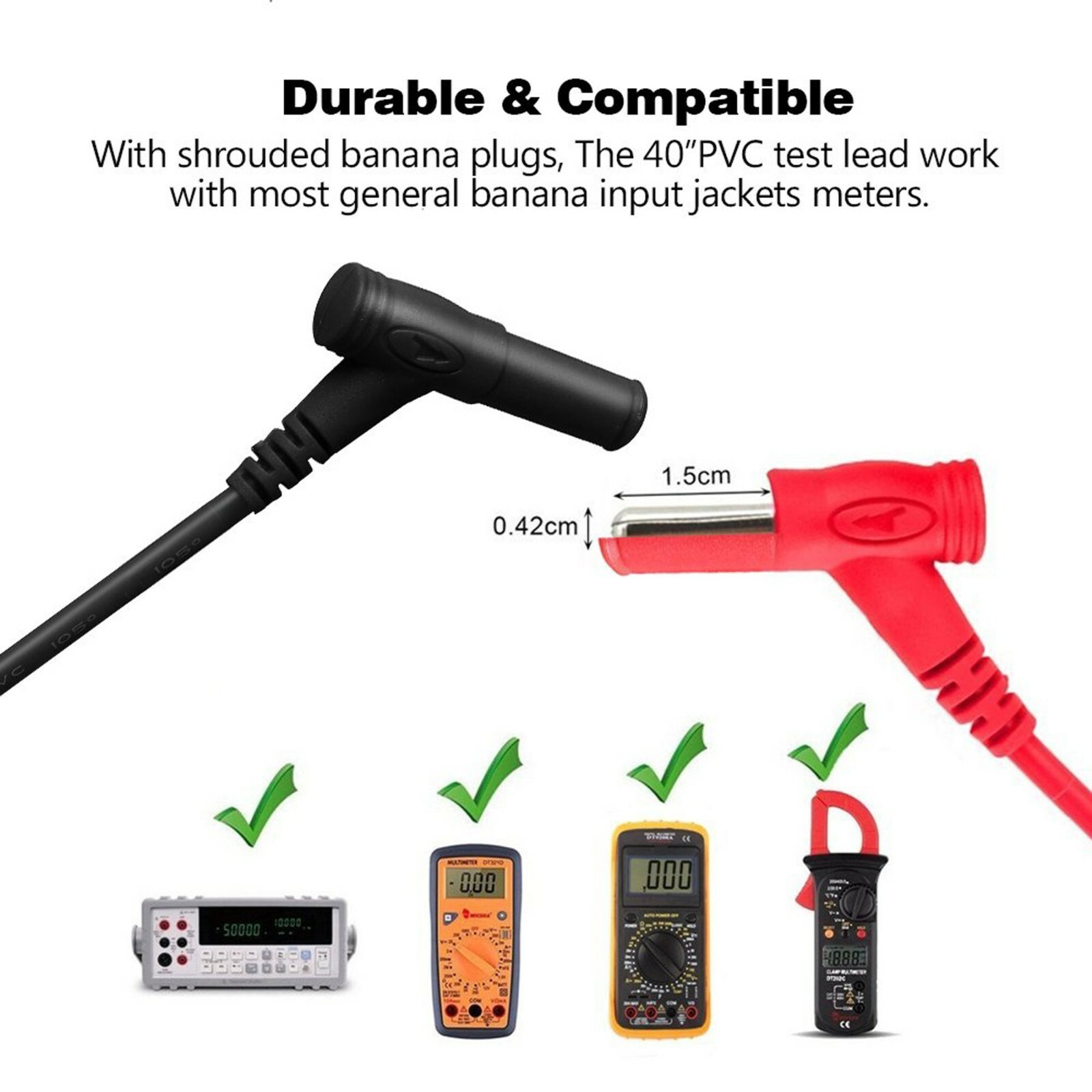 Fluke Compatible Hard Point Test Leads Set for Multimeter Meter Probes ...