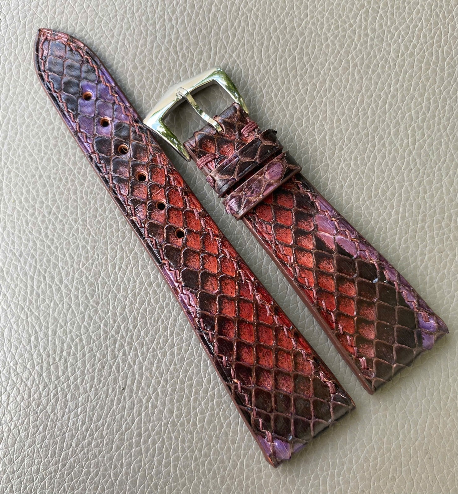 Genuine Snake Leather Watch Strap Band Size10...18 19 20 21 22 23 24 25 ...