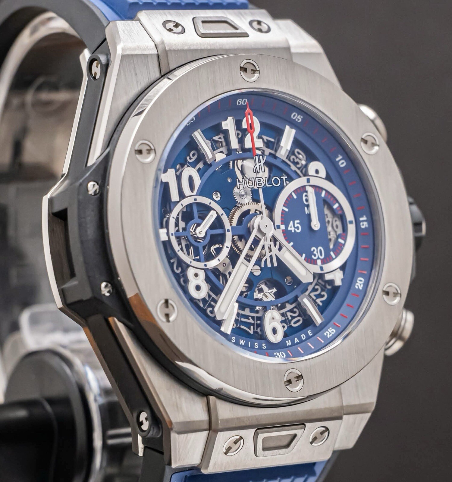 Hublot Big Bang Unico Titanium Blue 45 mm $21K MSRP Box Papers 411.NX ...