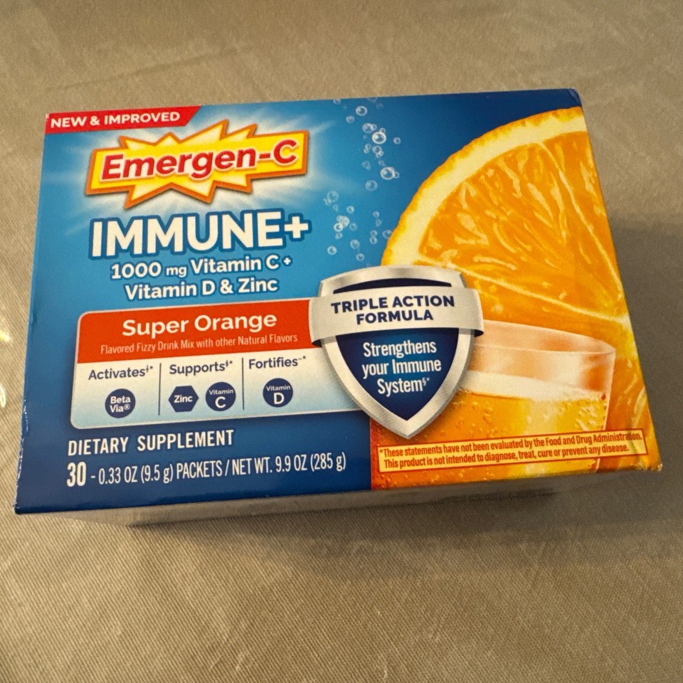 6 Emergen-C Immune + Vit. C, D & Zinc Super ORANGE 180 TOTAL packets ...
