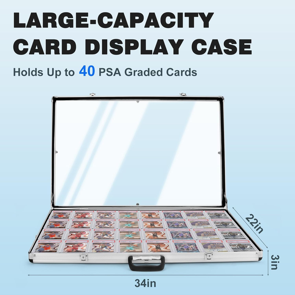 Portable Aluminum Card Display Case with Lock - 34"x22" for Sports ...