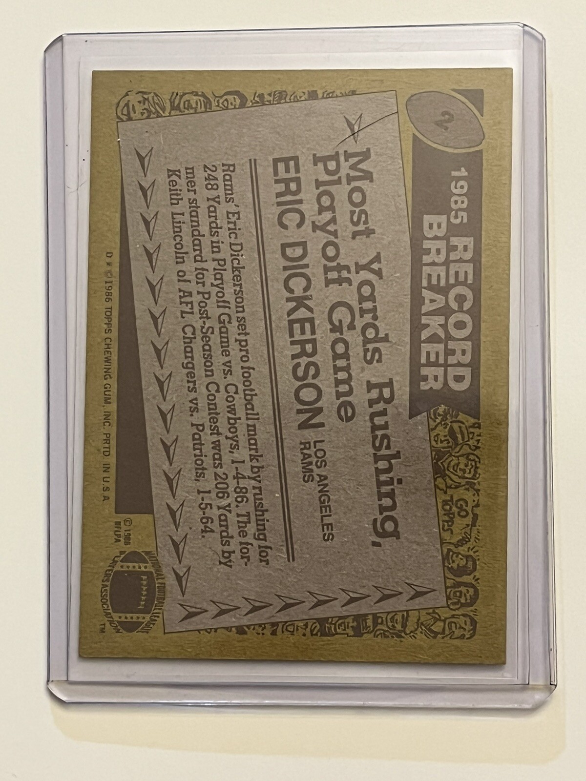 1986 TOPPS Eric Dickerson #2 RECORD BREAKER | eBay